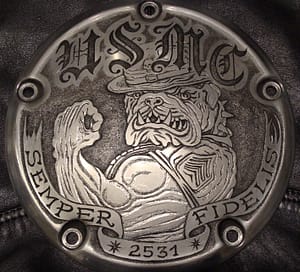 ‘U.S.M.C. & Devil Dog II’ relief engraved in a H-D derby cover - Paul ...
