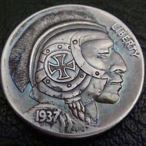 ‘The Brave Knight’ Hobo nickel/coin carving - Paul Holbrecht